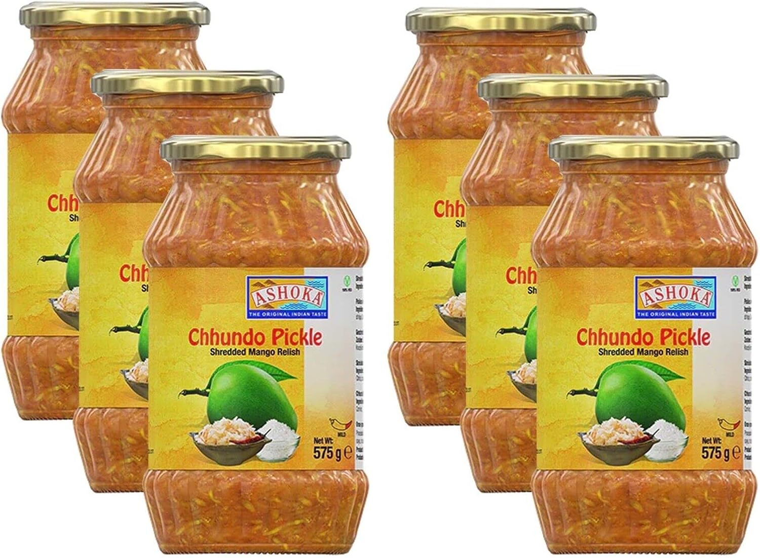 Ashoka Shredded Mango Pickle (Chundo) 575g (Pack of 6)- Perfect as a ...