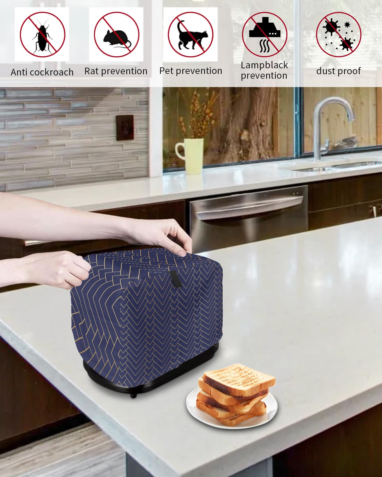 Toaster Dust Cover for Kitchen 2 Slice, Moroccan Pattern Retro Bike ...
