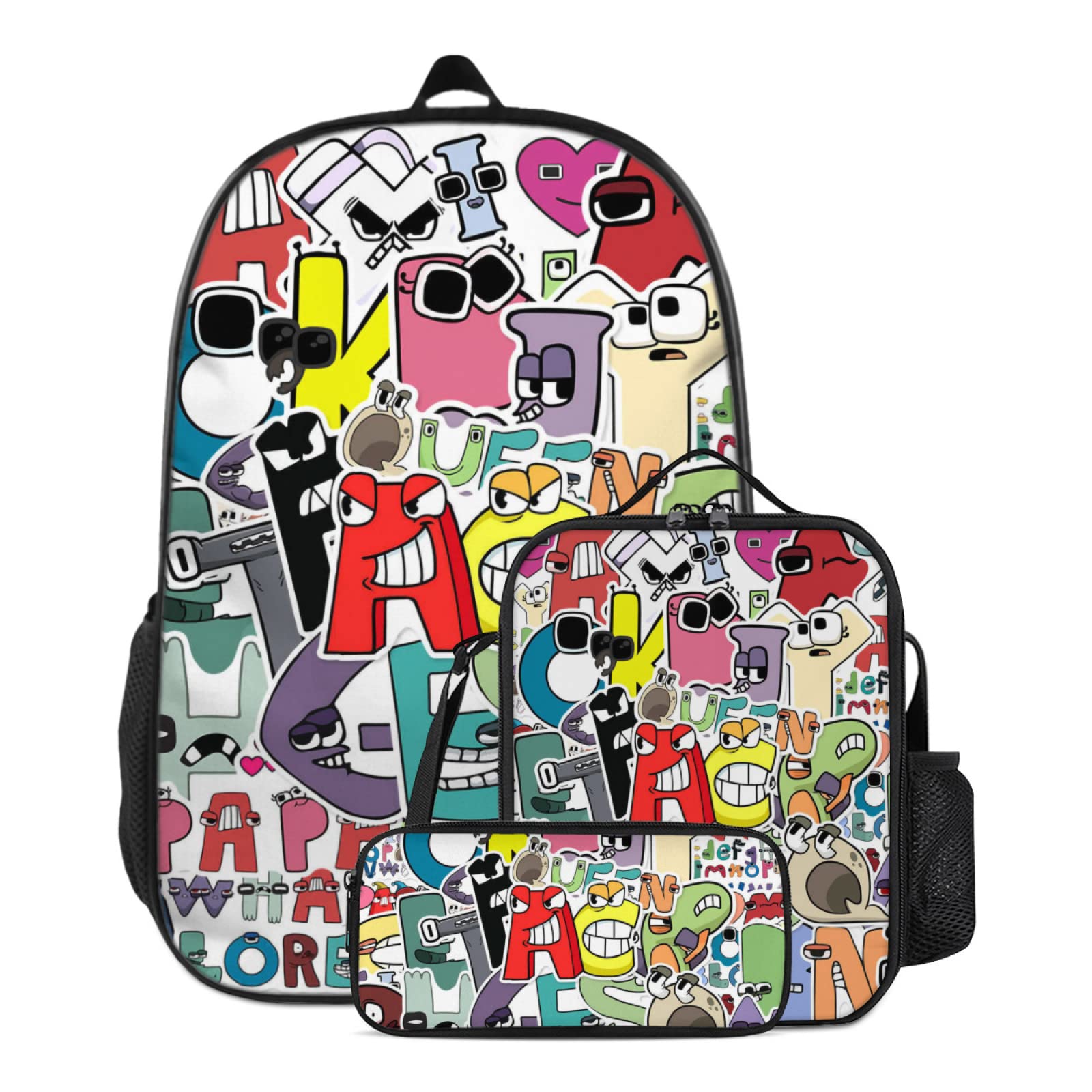 Amazon.com | KHSANIG 3 Pcs Lore of Alphabet Backpack Cartoon Travel Bag ...