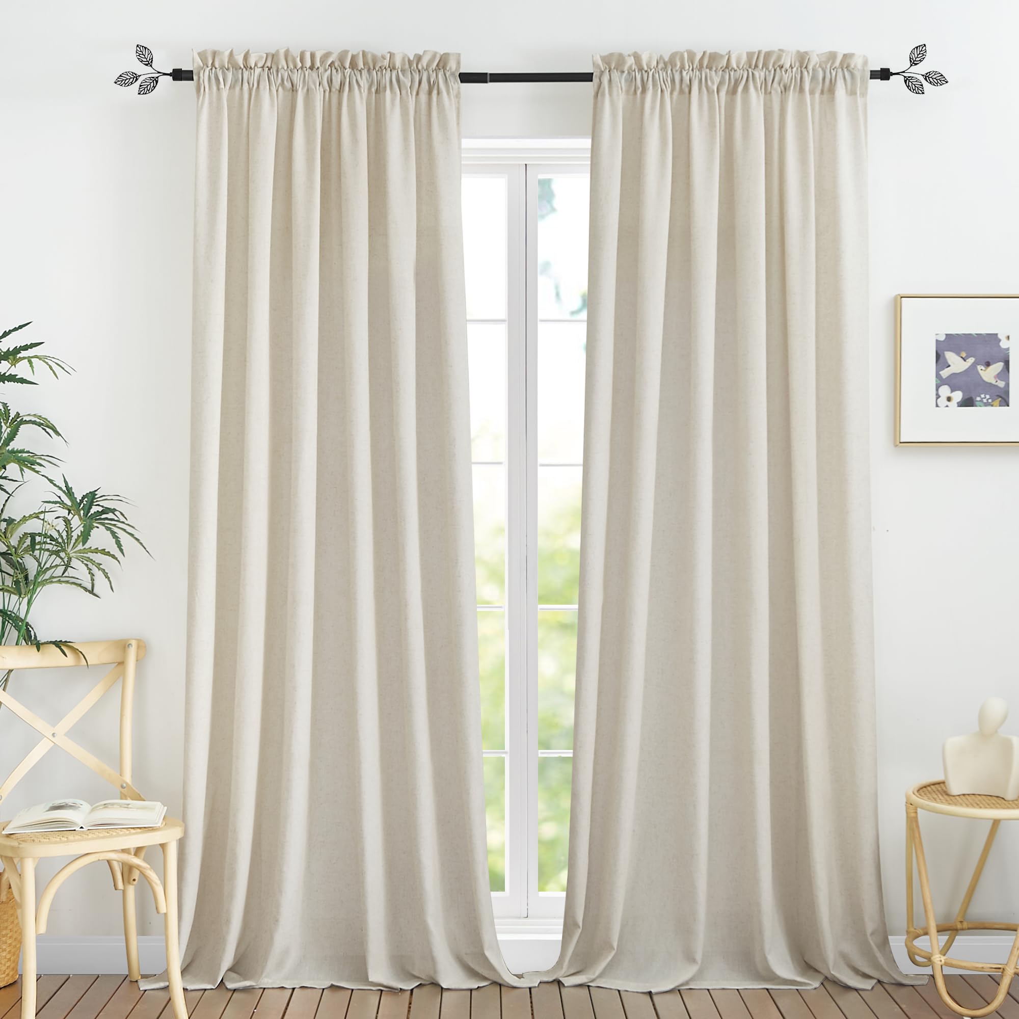 Amazon.com: RYB HOME Linen Curtains 84 inches 2 Panels - Luxurious ...