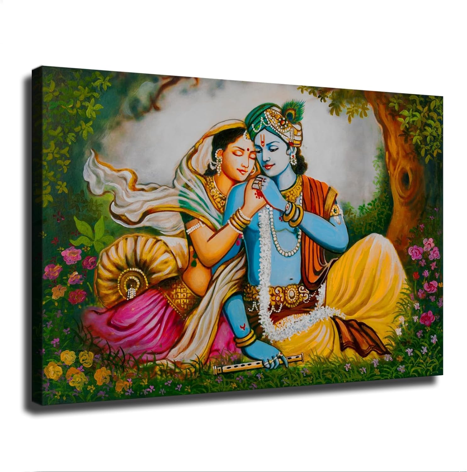 Amazon.com: Indian Style Lord Krishna Radha Poster Wall Art Painting ...
