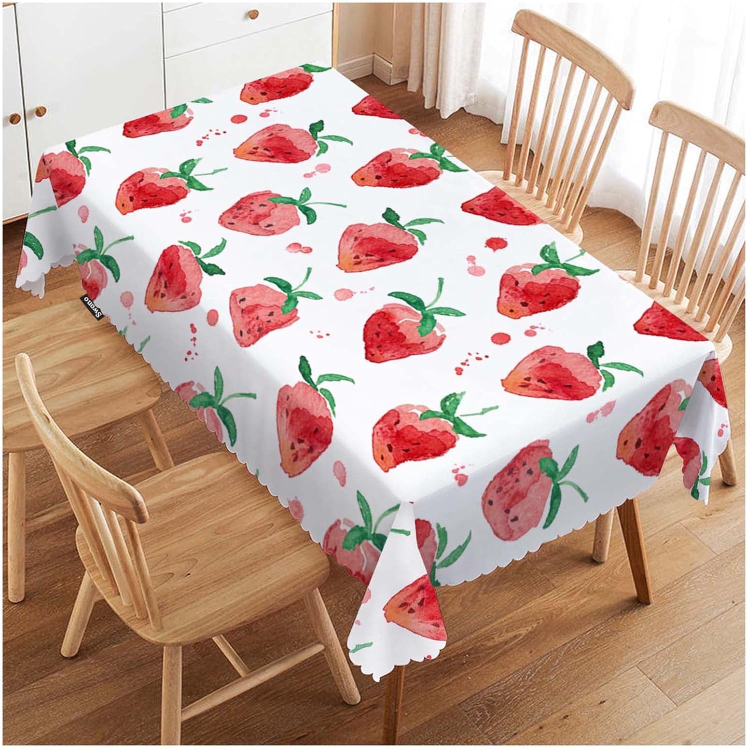 Amazon.com: Swono Strawberry Red Tablecloth Summer Fruits Strawberry ...