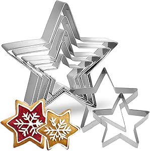 Prasacco 5 Pieces Star Cookie Cutters Set, Stainless Steel Star Cutter ...