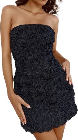 Amazon.com: Womens Strapless Mini Dress Sexy Short Bodycon Off Shoulder ...