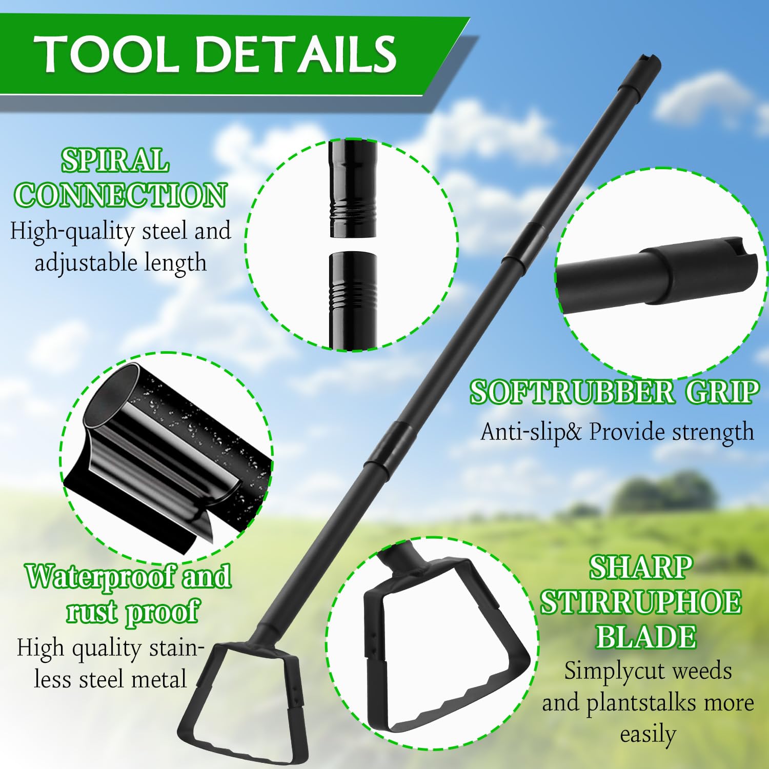Snapklik.com : Hoe Garden Tool, 31-75 Inch 1.1 Inch Diameter Matte ...