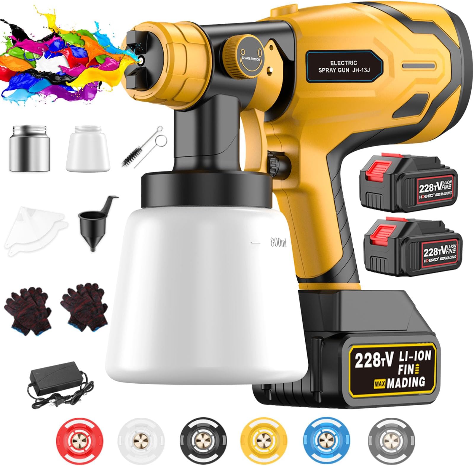 Amazon.com : Paint Sprayer Cordless, 650W Paint Sprayer with 2 * 4.0mAh ...