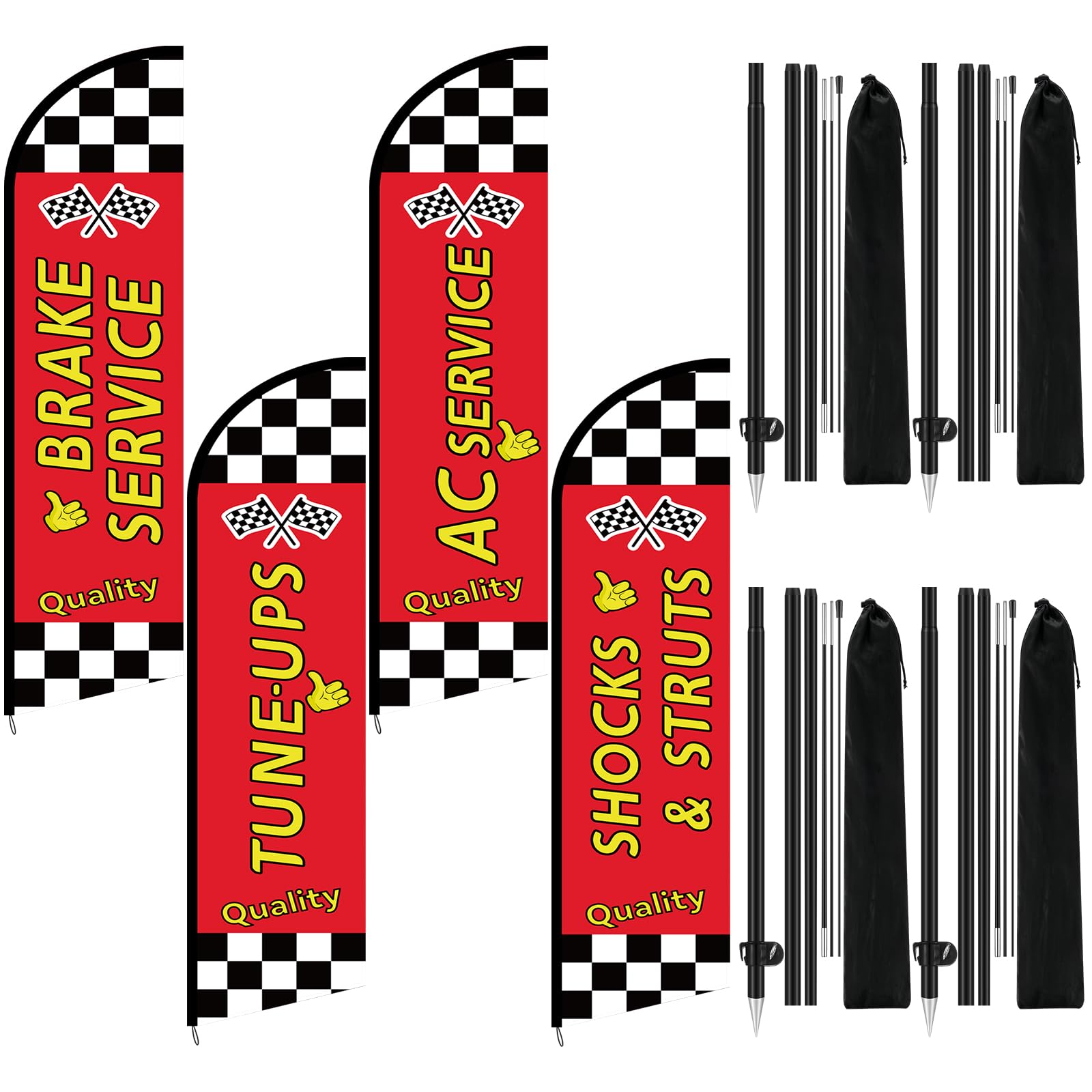 Amazon.com : HunnmingRe 4 Set 7ft Auto Repair Shop Feather Flag Kits ...