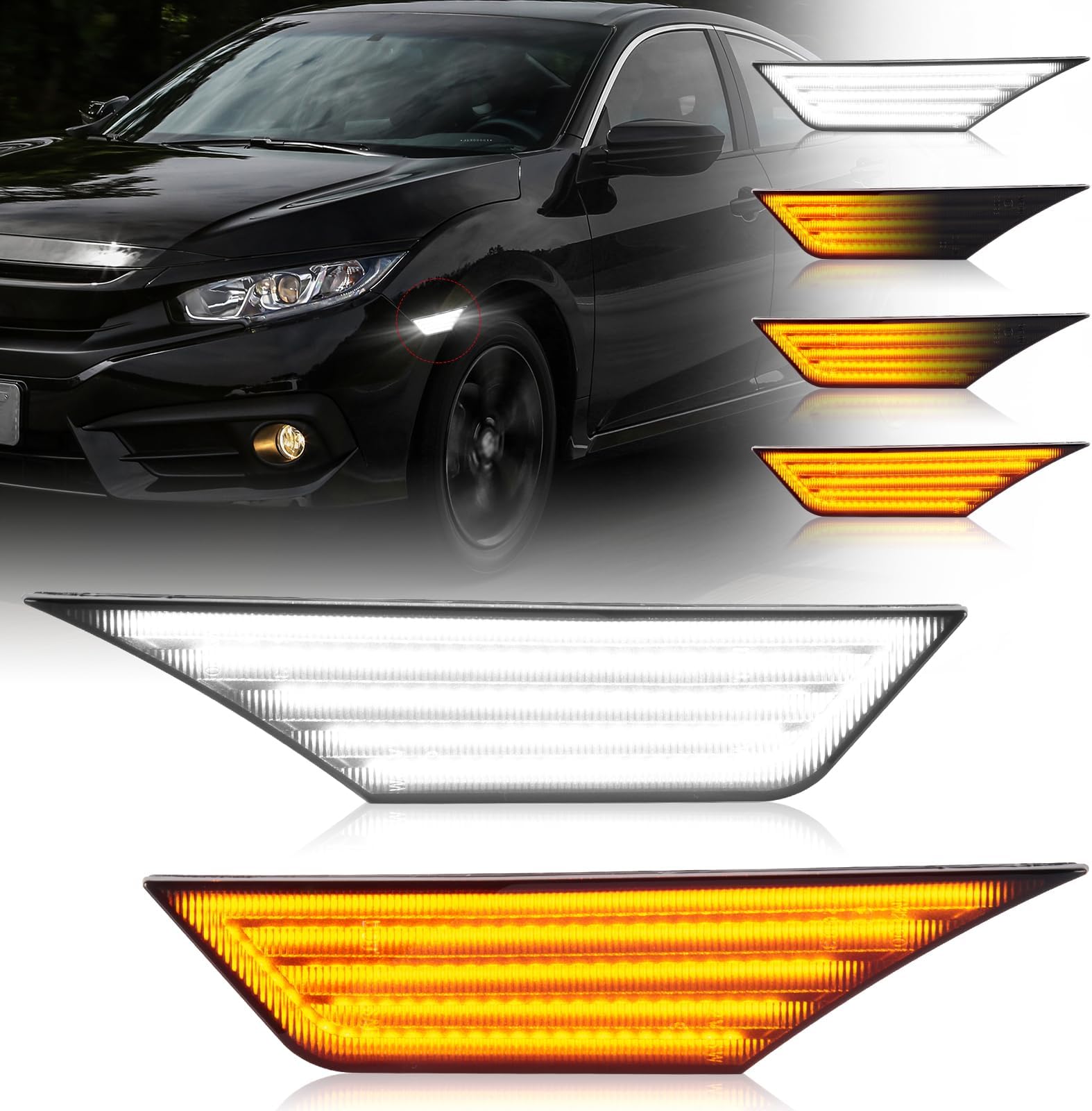 Amazon | Mingruiテスト 2個 JDM LEDサイドマーカーライト ホンダ シビック セダン/クーペ/ハッチバック 2016年 ...