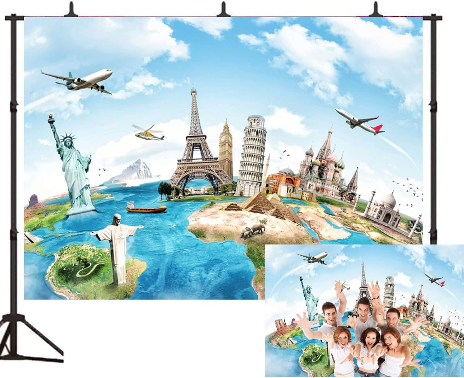 Amazon.com : SSATYBG 7x5ft World Map Global Travel Backdrop Worldwide ...