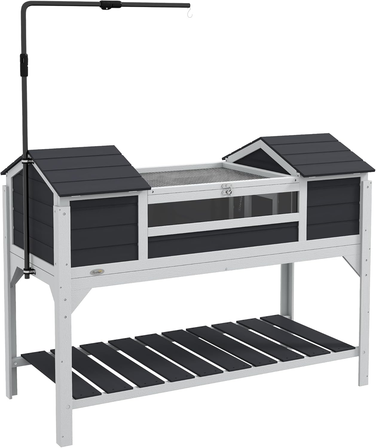 PawHut Tortoise House, Wooden Tortoise Enclosure with Adjustable Lamp ...