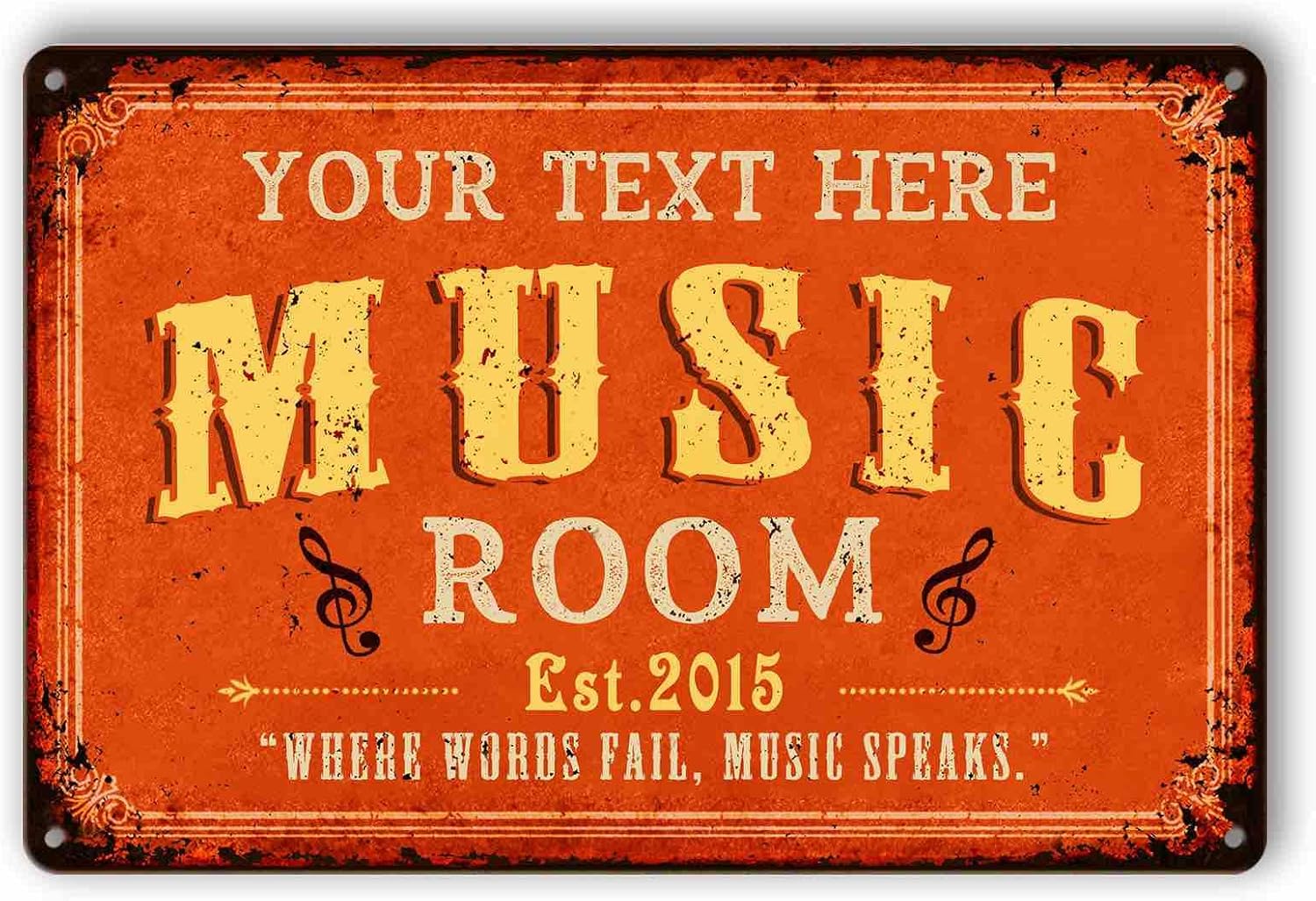Amazon.com : Music Room Decor Metal Tin Sign Personalized Red Music ...