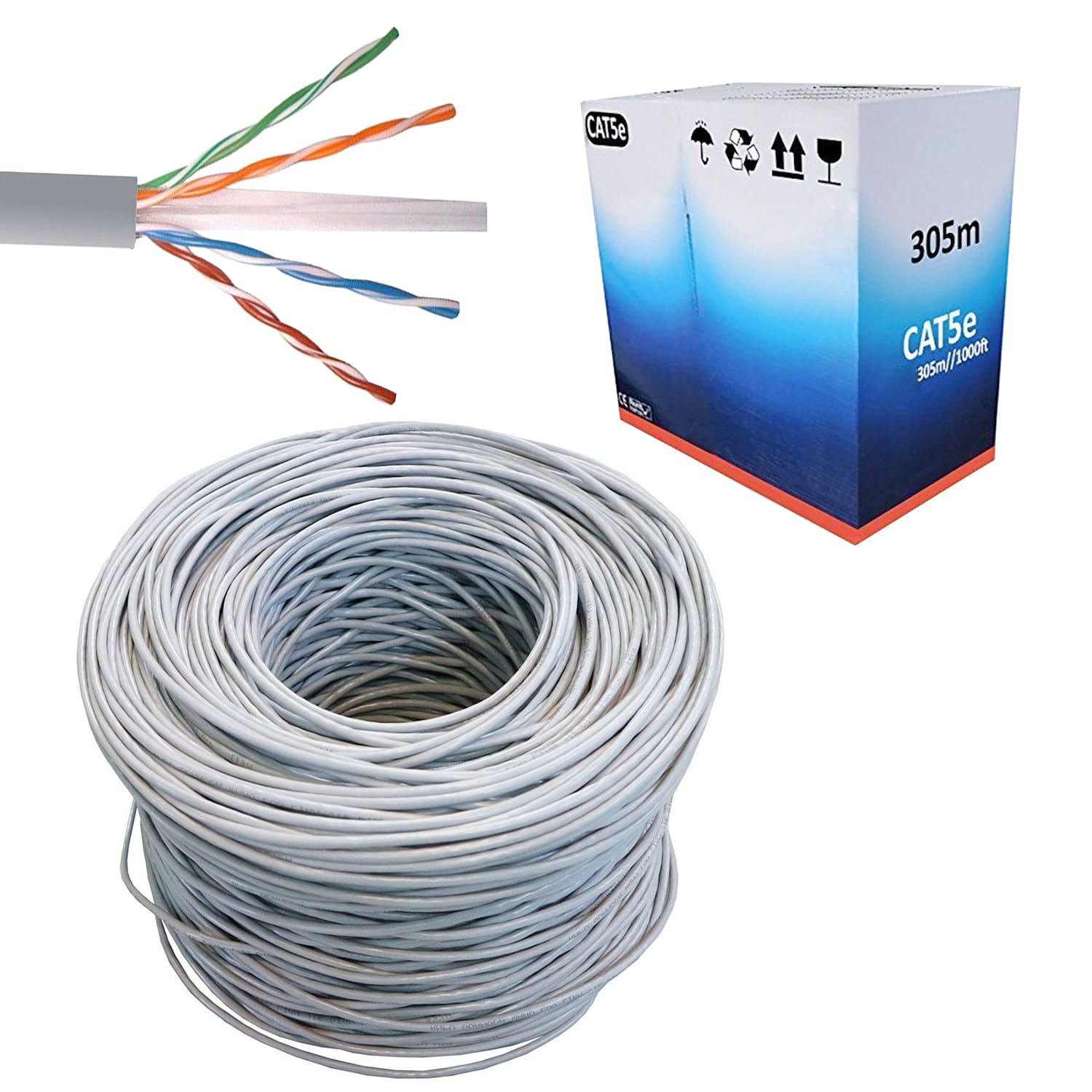 SAMTEK 305M Grey Caste Outdoor Network Cable, LAN Ethernet Network Reel ...