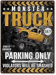 Amazon.com: Monster Truck Parking Sign - Monster Truck Decor For Boys ...