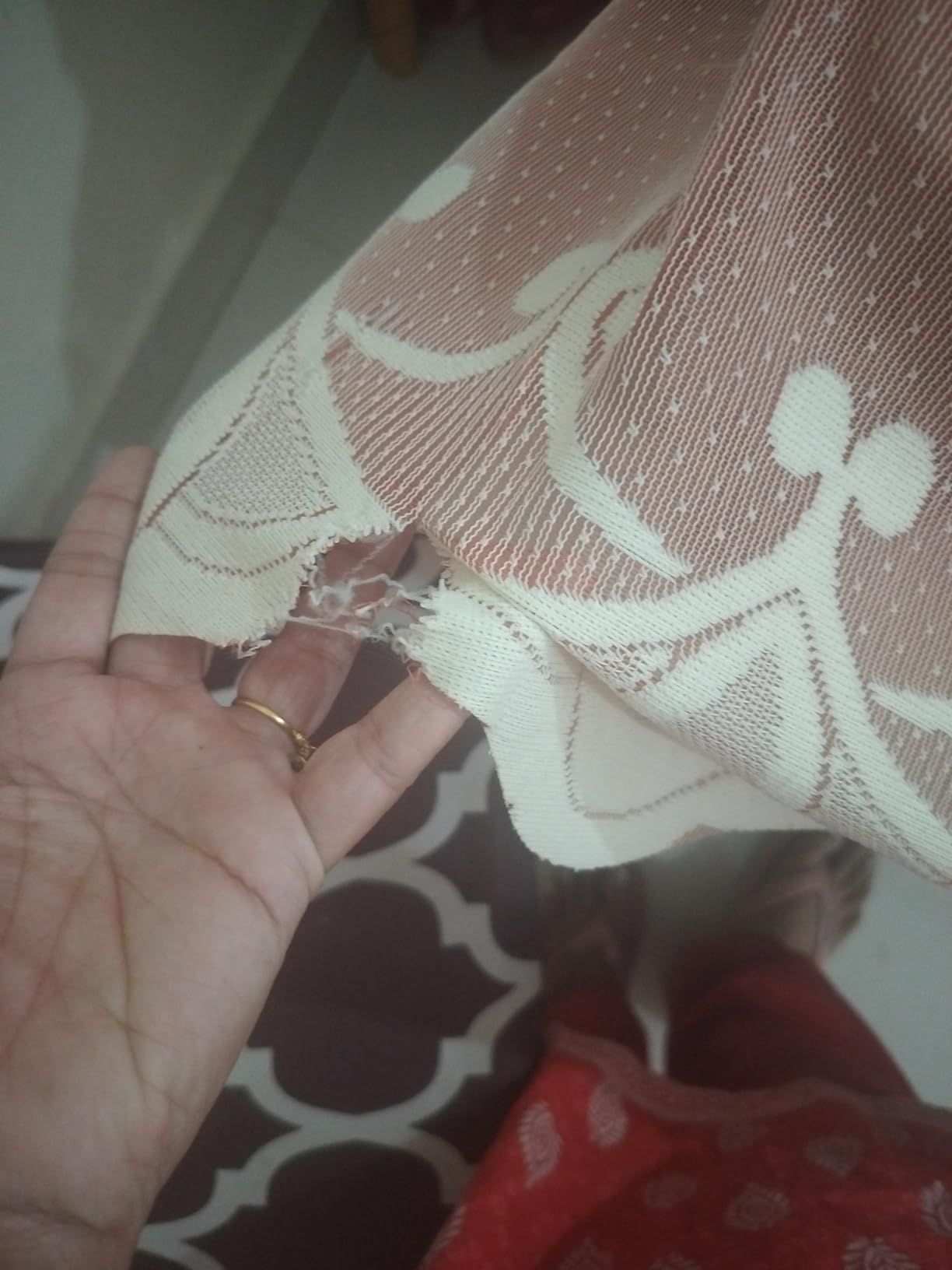 Buy Yellow Weaves Fabric Net Cloth Floral Designer Rectangular Dining ...