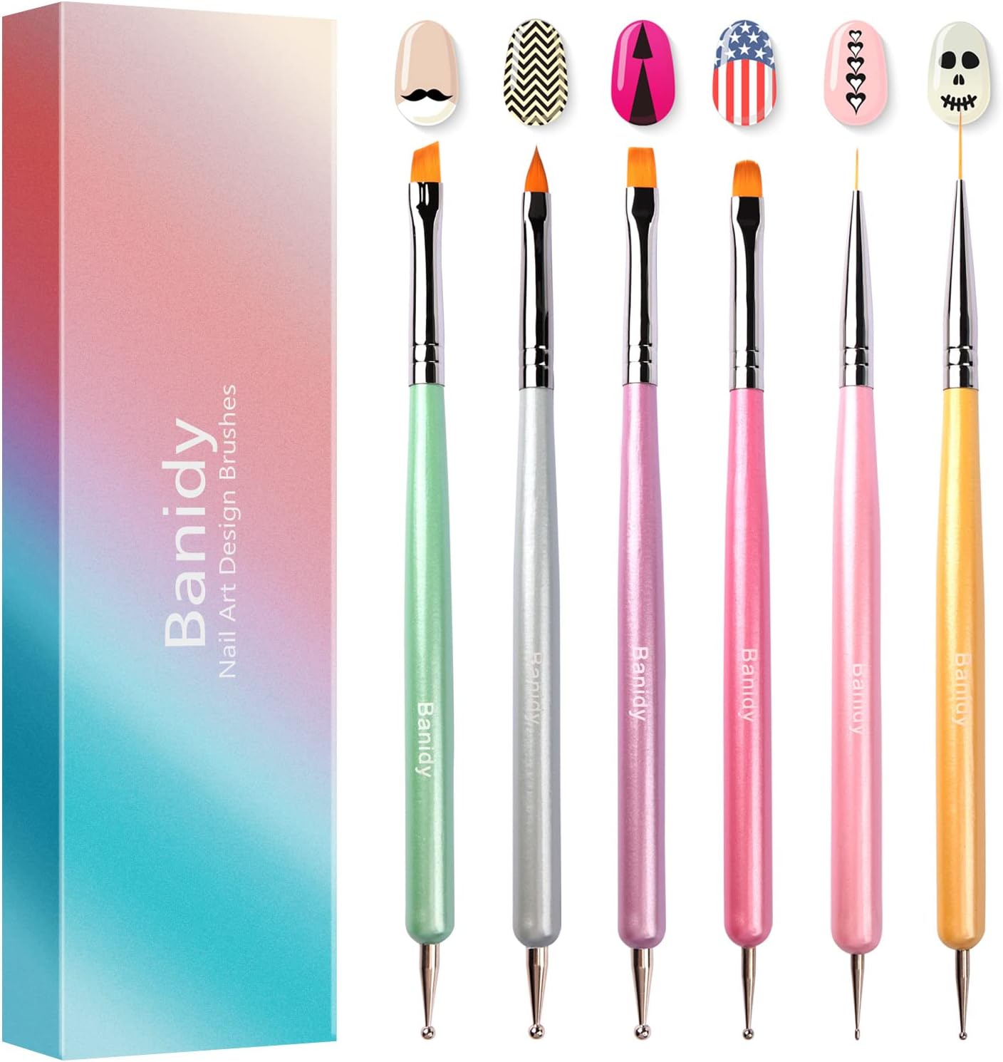 Amazon.com : Nail Art Brushes for Gel Nail Art Nail Design Brush Tools ...
