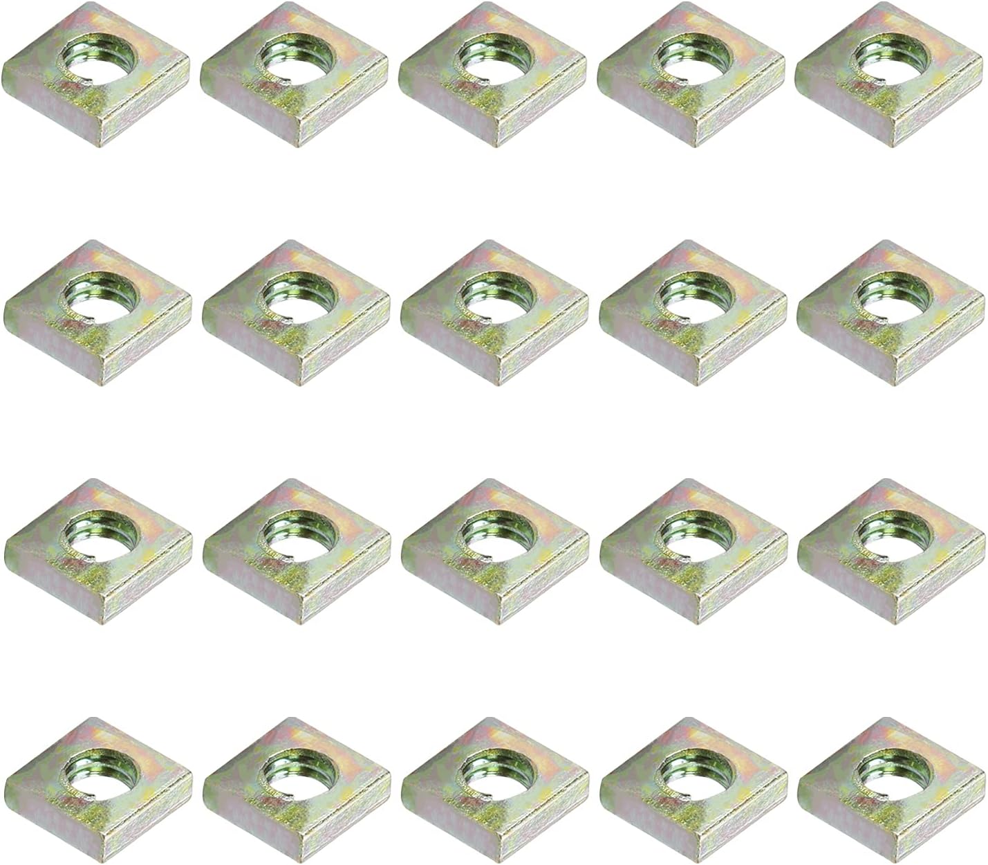 Amazon.com: uxcell Square Nuts, M4x7mmx2mm Yellow Zinc Plated Metric ...