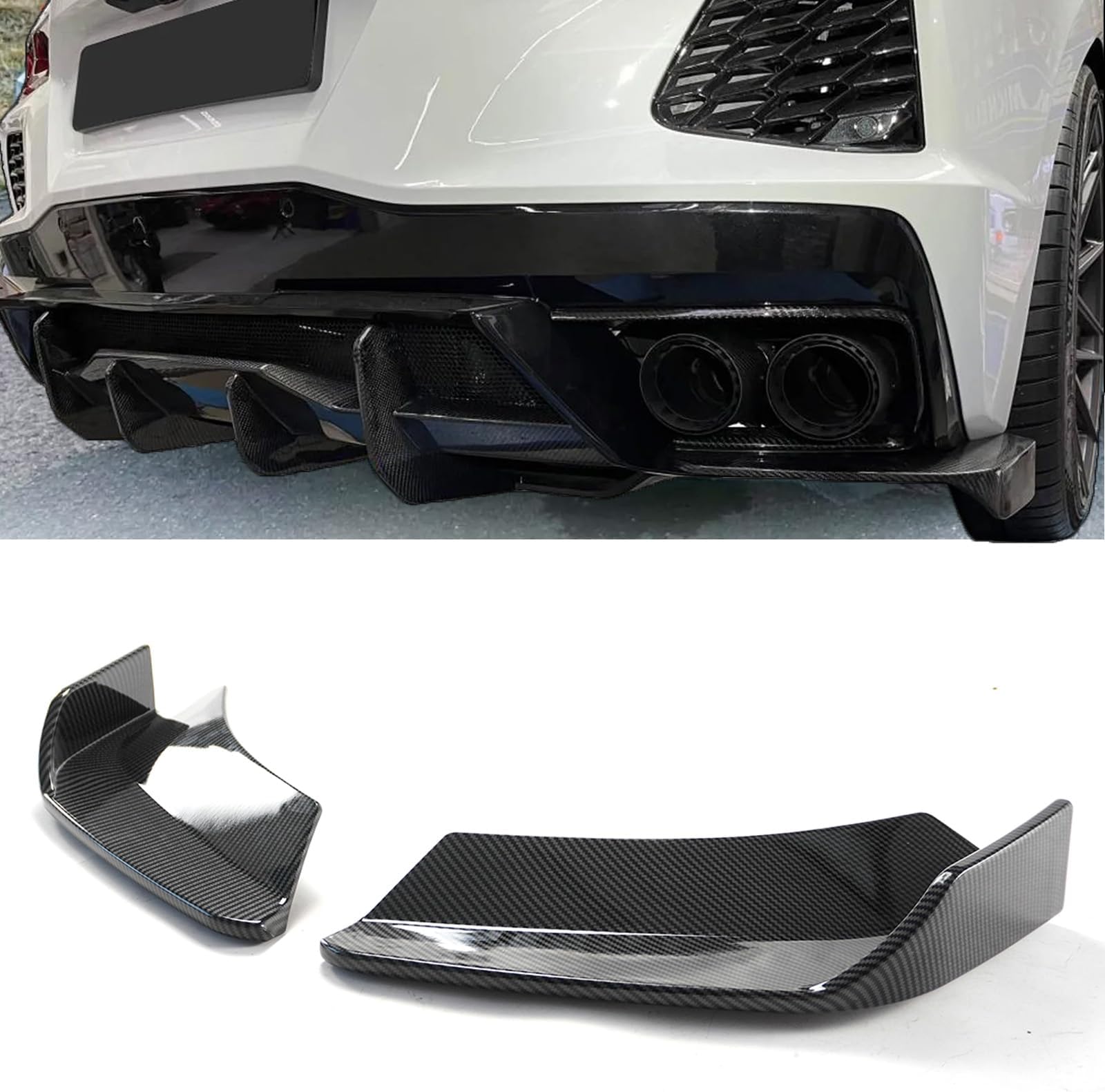 Amazon.com: sosega C8 Rear Bumper Splitters for Chevrolet Corvette C8 ...