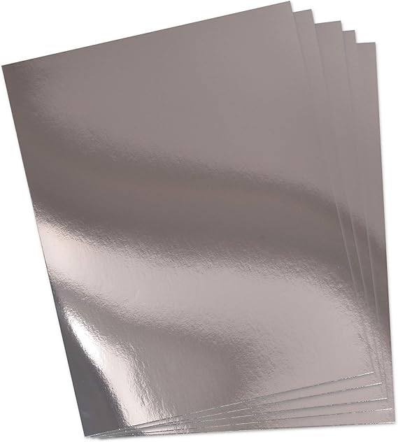 Amazon.com: 60 Metallic Silver Card Stock Mirror Paper Sheets Foil ...