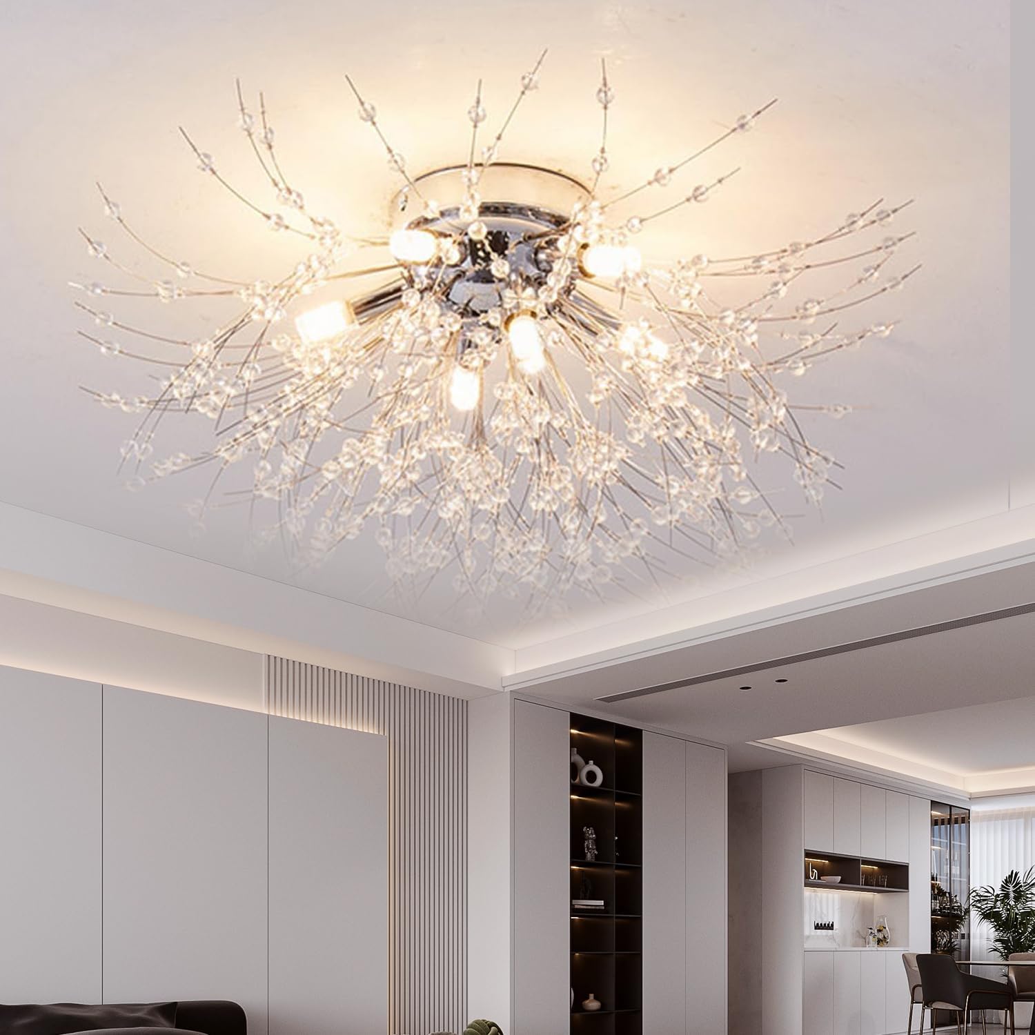 Crystal Firework Ceiling Lights-Modern Flush Mount Close to Ceiling ...