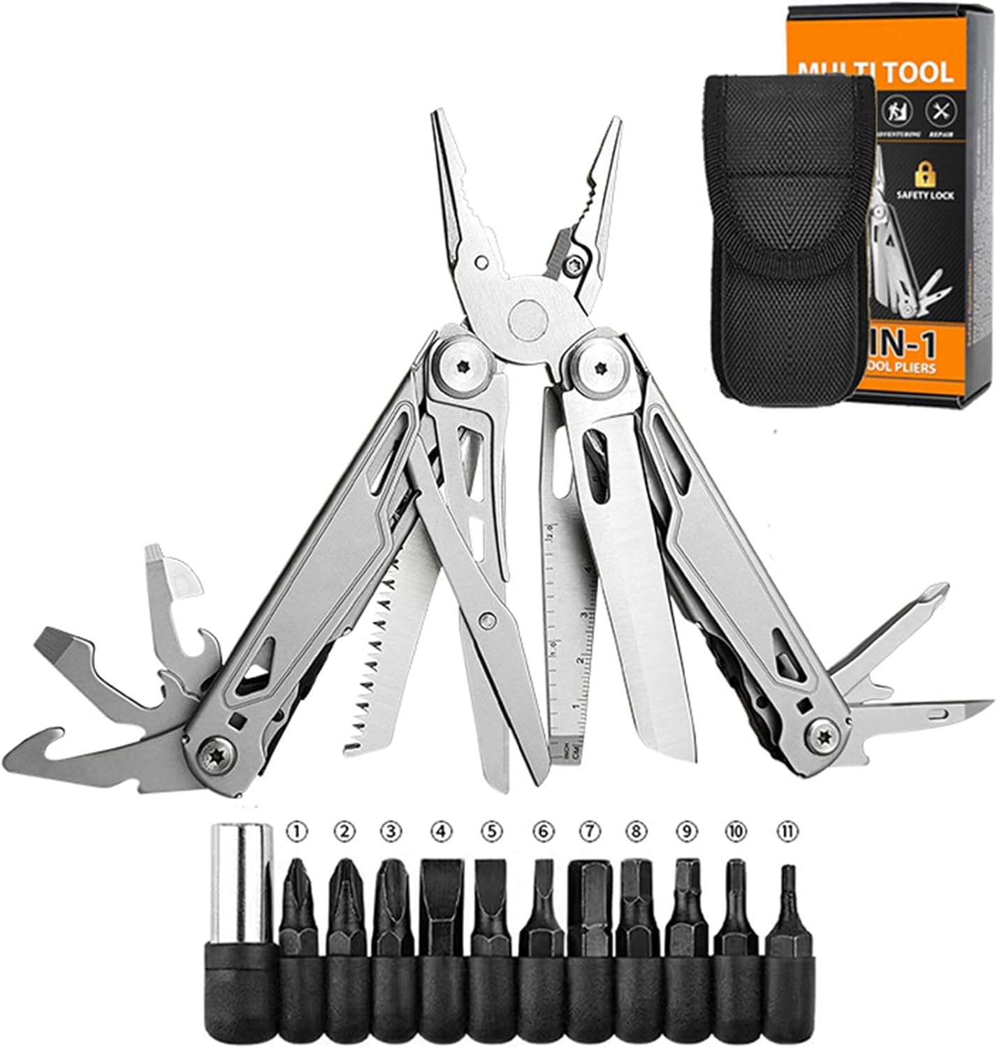 Generic Multitool,27-in-1 402A Stainless Steel Multi Tool Pliers with ...
