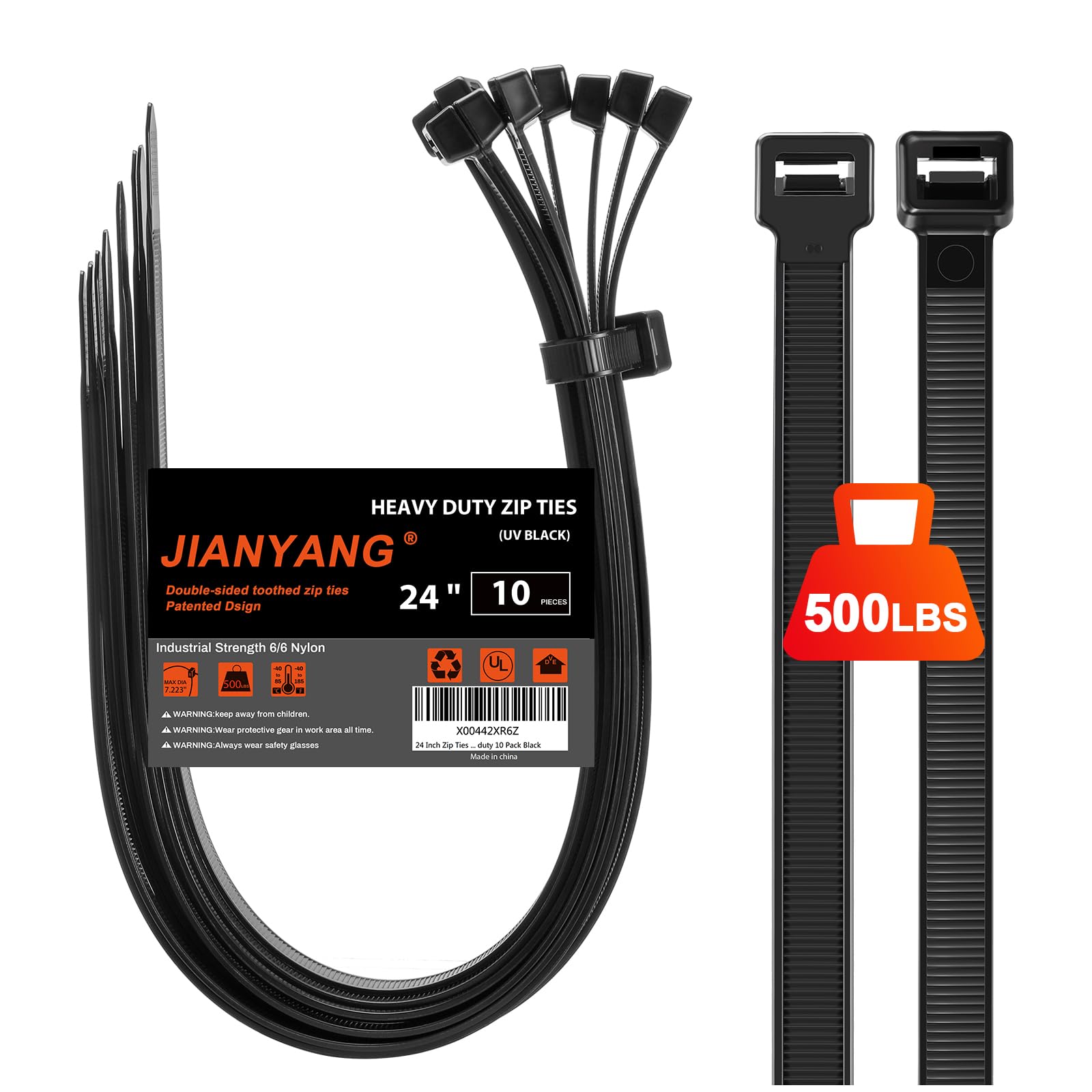 Amazon.com: Long Zip Ties Heavy Duty 24 inch，500 LBS Tensile Strength ...