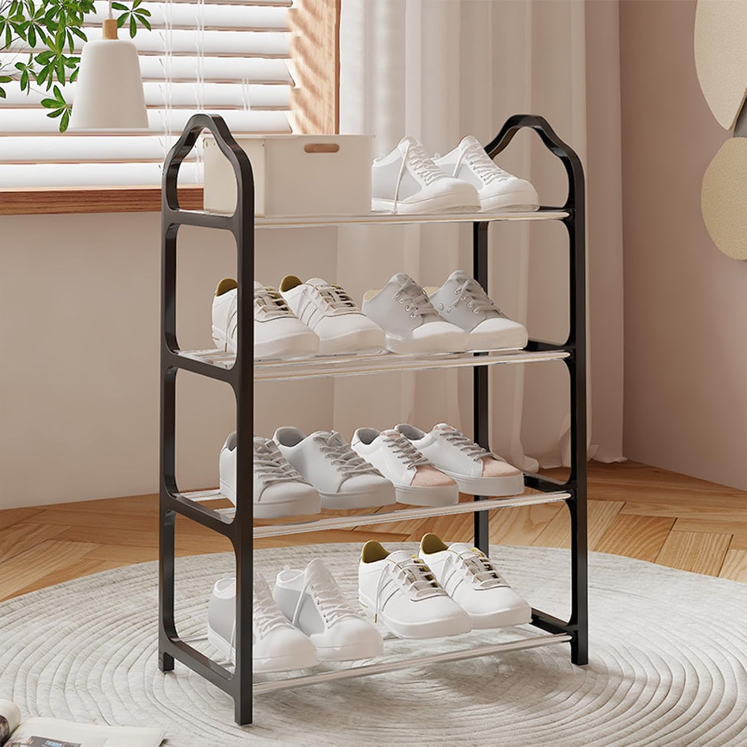Amazon.com: 4 Tiers Shoe Racks Shoe Storage Organizer Metal Shoe ...