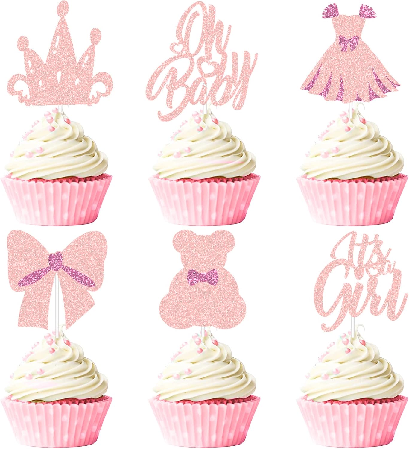 24 PCS Oh Baby Cupcake Toppers Glitter Oh Baby Cake Decorations Baby ...