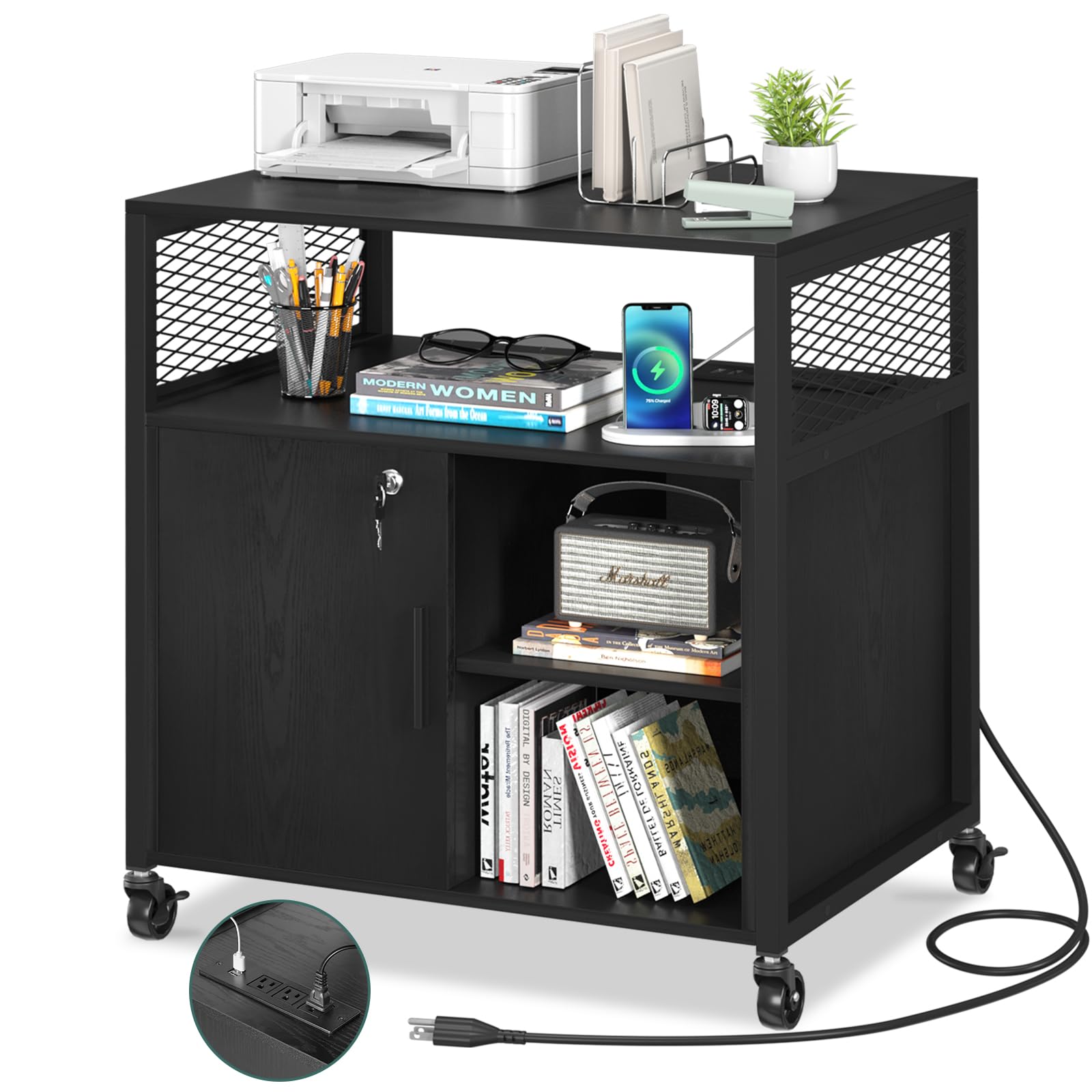Buy Yoobure Lateral File Cabinet with Charging Station, Filing Cabinet ...