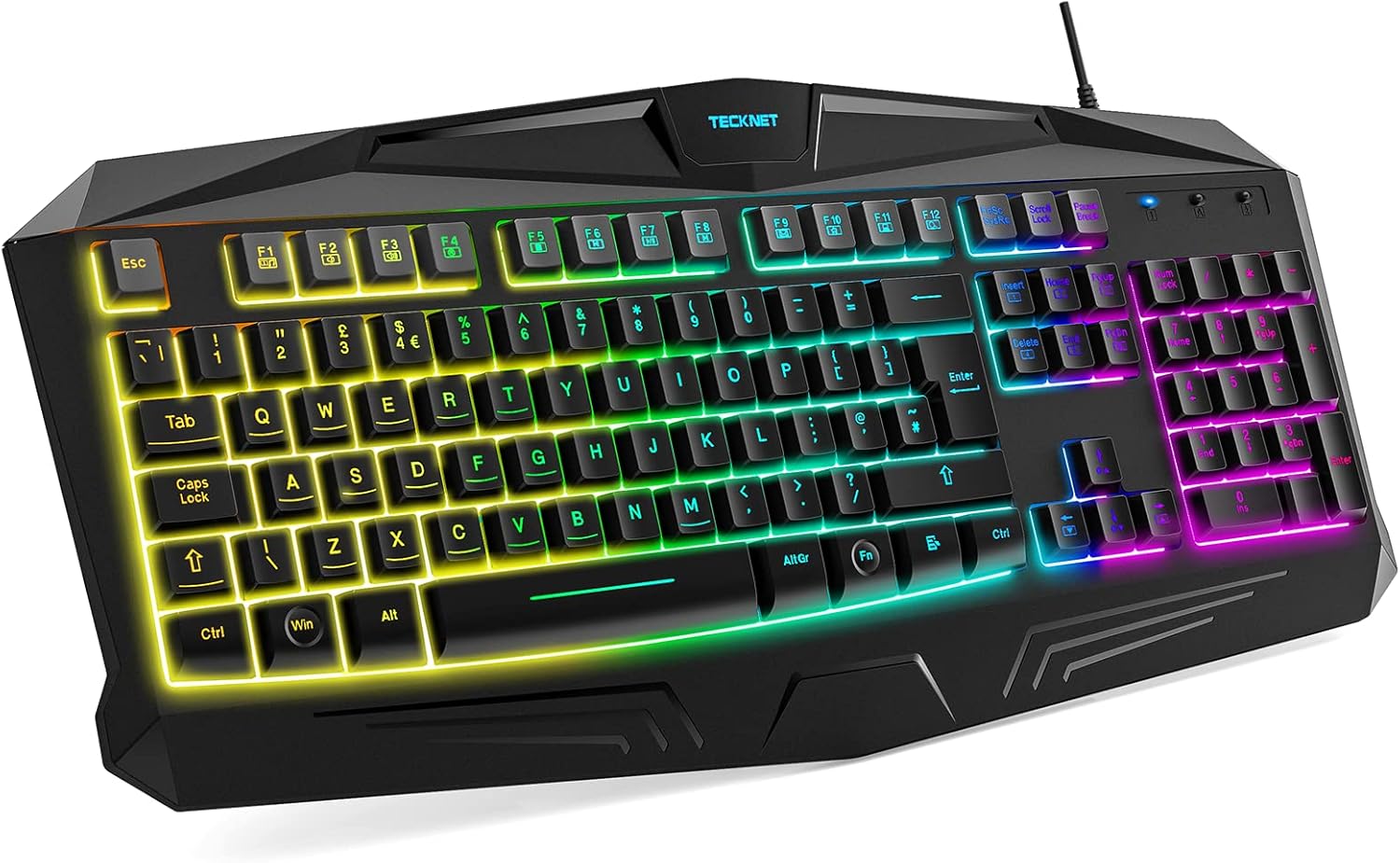 TECKNET Gaming Keyboard,[2021 Upgraded] Rainbow LED Backlit Mechanical ...