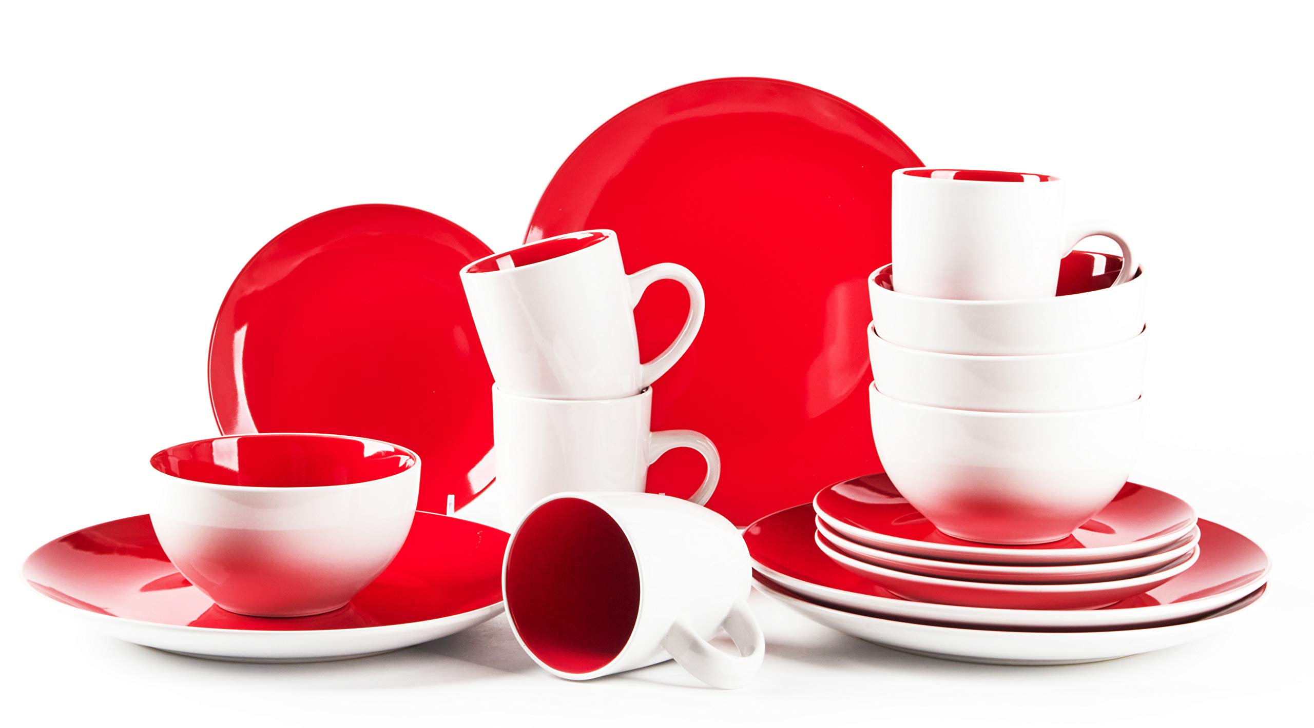 Snapklik.com : Stoneware Coupe Shape 16pc Dinnerware Set, Outside White ...