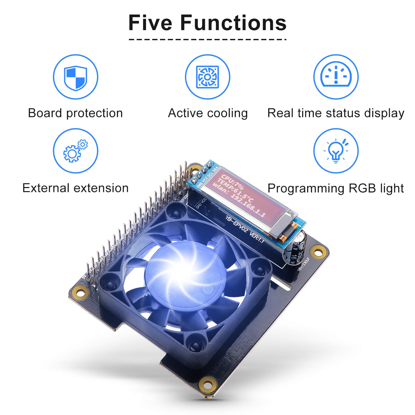 Seamuing Raspberry Pi 4B Cooling Fan Raspberry Pi Cooler, Raspberry Pi ...