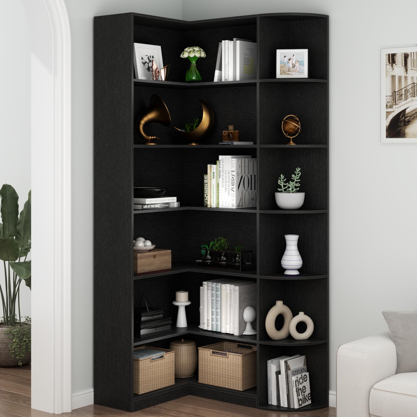 Office Black Corner Shelf