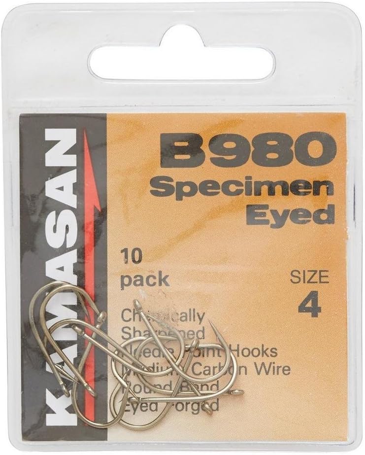 Kamasan B980 Barbed Specimen Eyed Hooks - Size 4, One Size : Amazon.co.uk: Sports & Outdoors