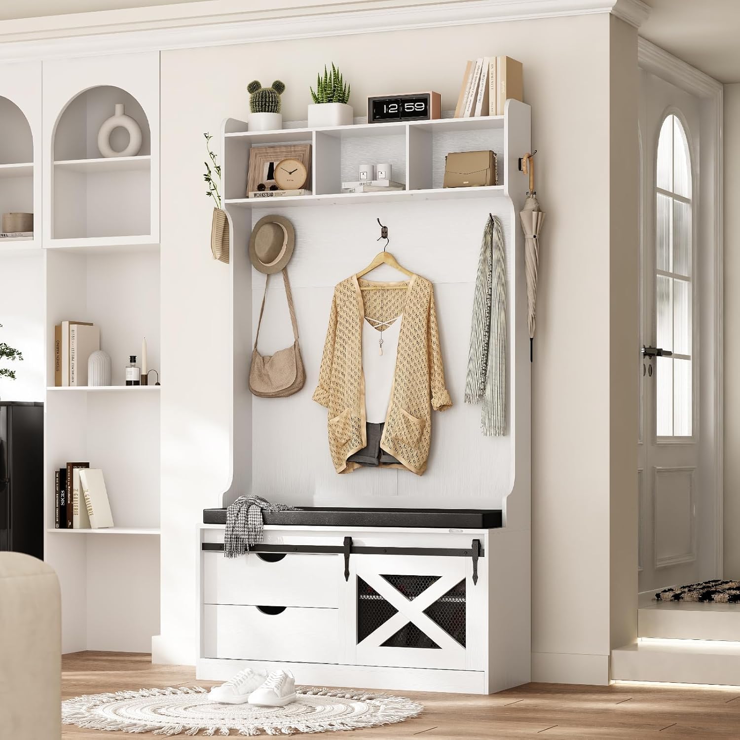 Amazon.com: Redlife Entryway Hutch with Bench, Hall Tree with Storage ...