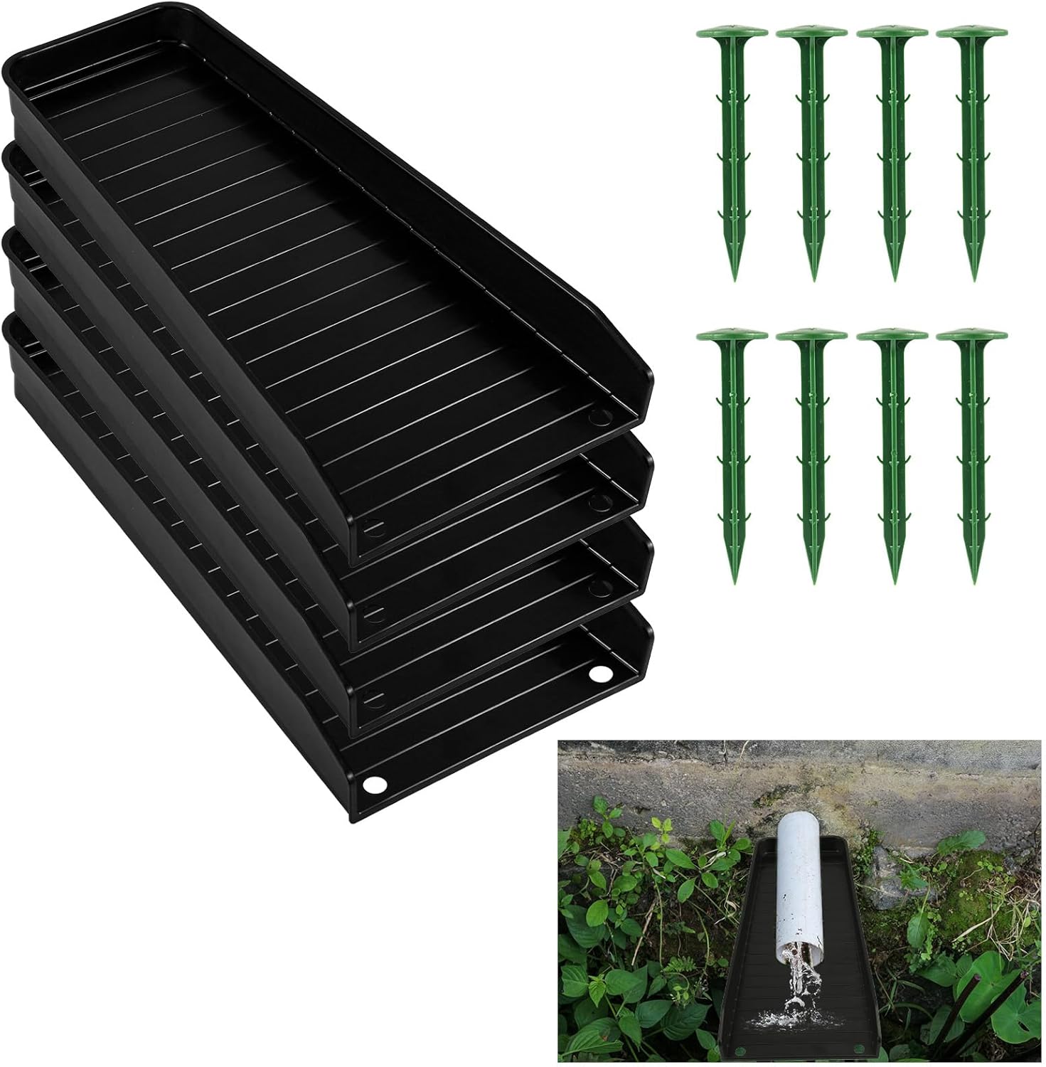 PEUTIER 4pcs Downspout Splash Block, Rain Gutter Splash Guards ...