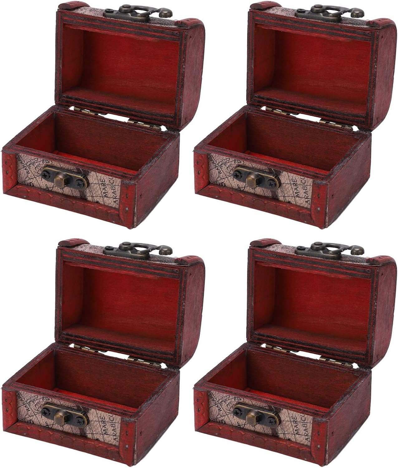 HERCHR Treasure Chest Small,4Pcs Mini Wooden Chests 3.15x2.36x2.36in ...