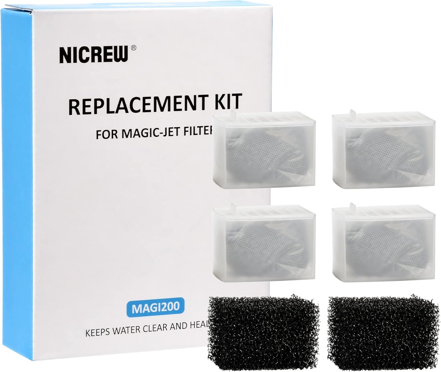NICREW Replace Cartridge Fish Tank Filter 200L/H, Aquarium Filter Foam ...