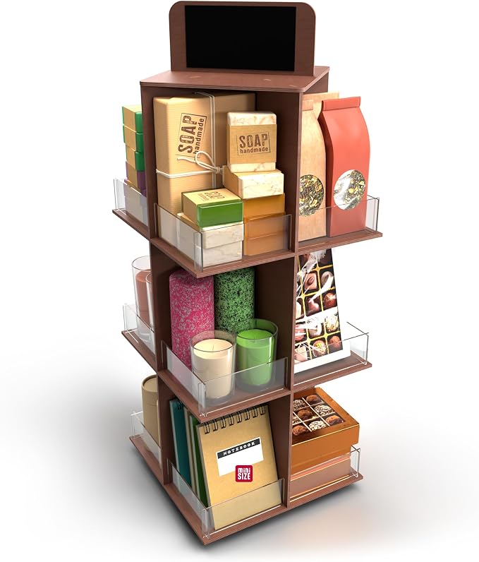 Amazon.com: DS THE DISPLAY STORE Brown Wooden Tiered Display Stand ...