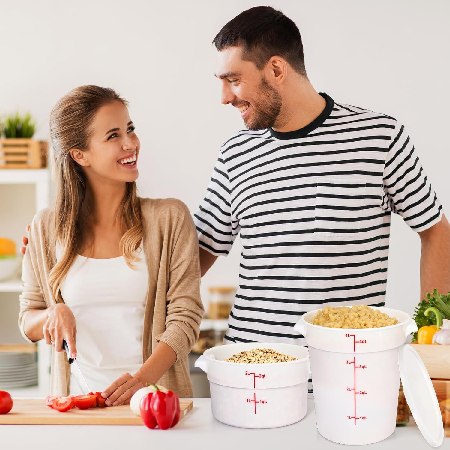 Ziliny 4 recipientes de almacenamiento de alimentos de 2 y 4 cuartos de ...