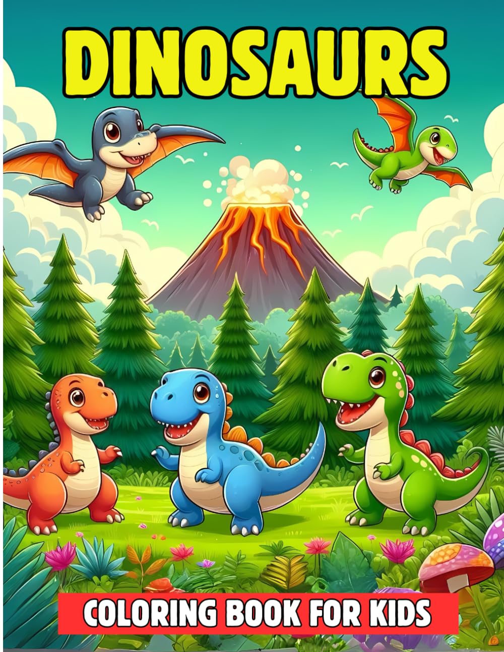 Dinosaurs Coloring Book For Kids: 50+ Cute and Simple Dino Designs with ...