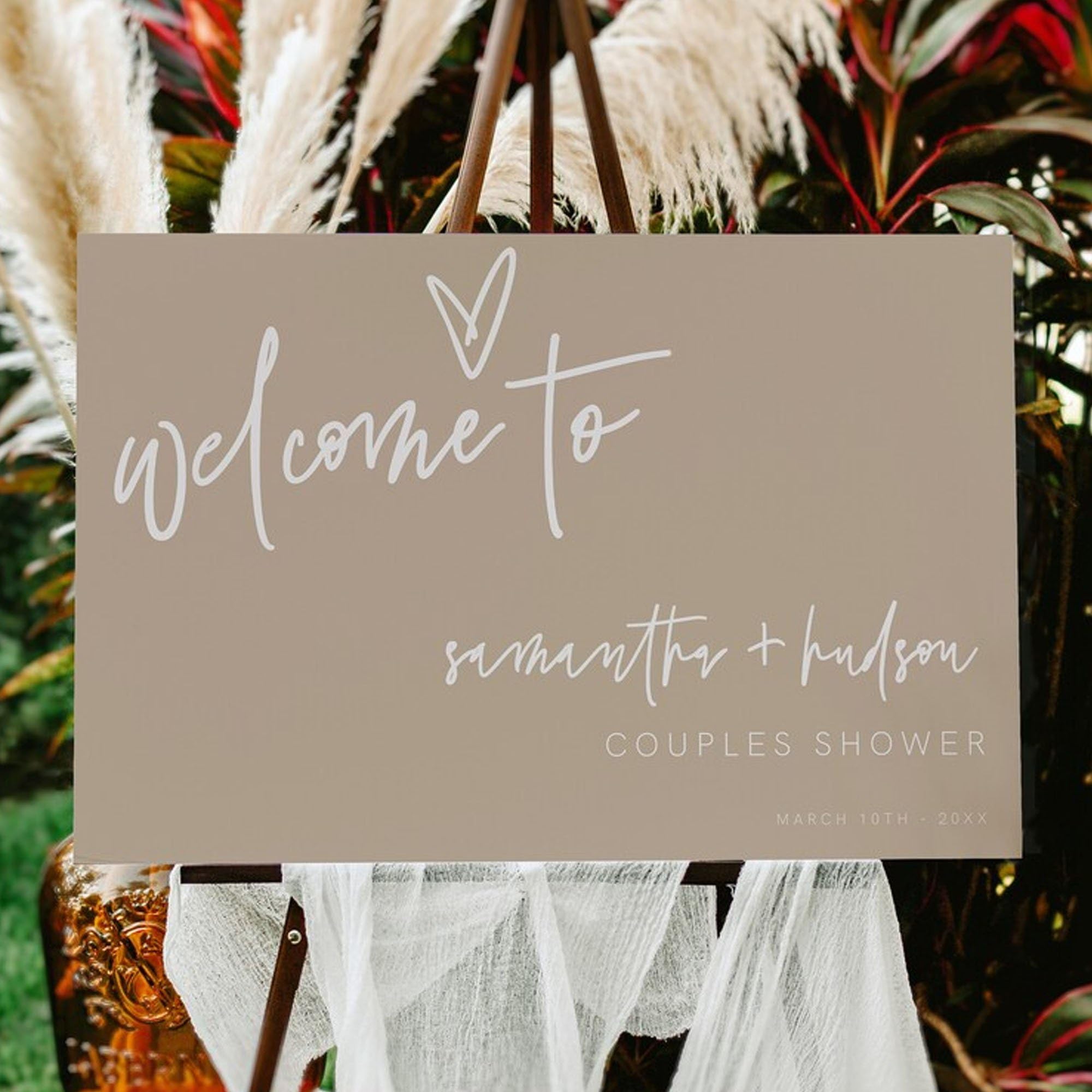 Amazon.com: Modern Couples Shower Welcome Sign Template, Minimalist ...