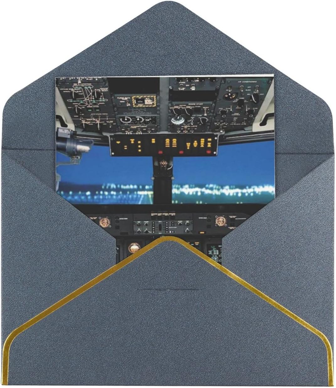 Amazon.com : Airplane Cockpit Printed Greeting Cards, Blank Folded ...