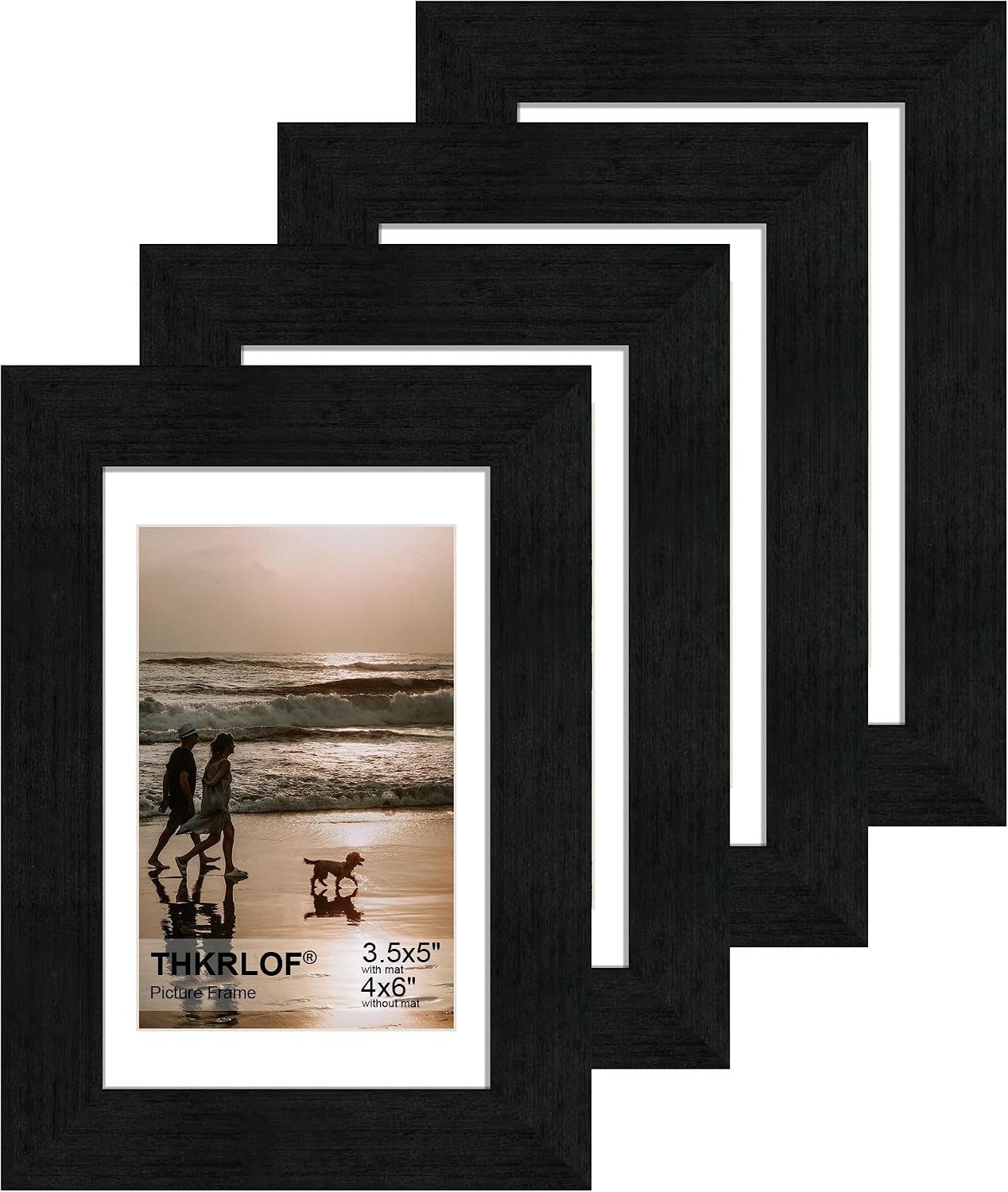 Amazon.com - THKRLOF 4x6 Picture Frame Set of 4, Wooden Real Glass ...