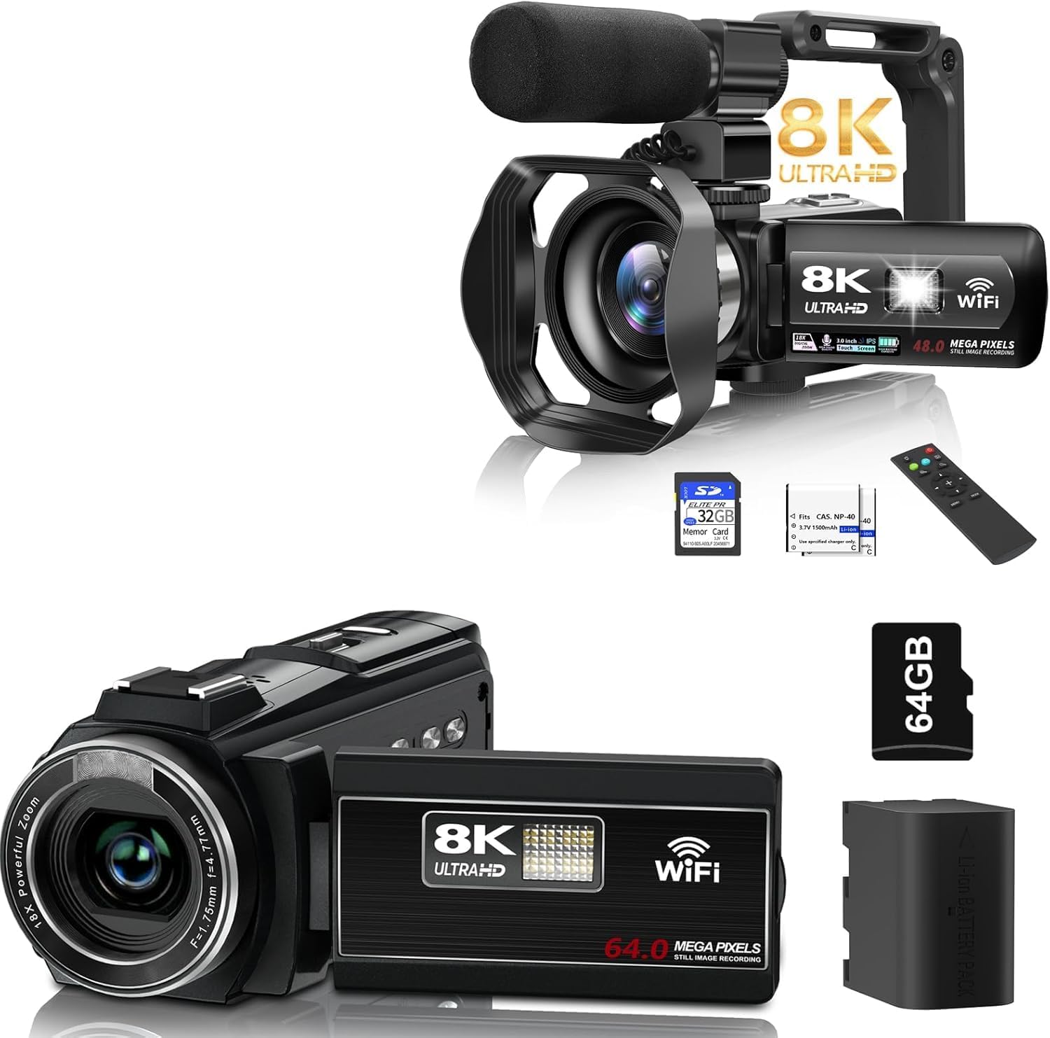 Amazon.com : MURAUX 8K Camcorder 48MP 15FPS UHD WiFi Vlogging Camera ...