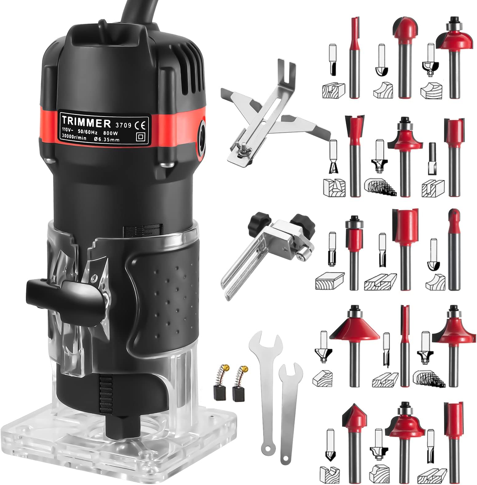 Router Madera, Enrutador de Madera Eléctrica 800W 30000RPM, Fresadora ...