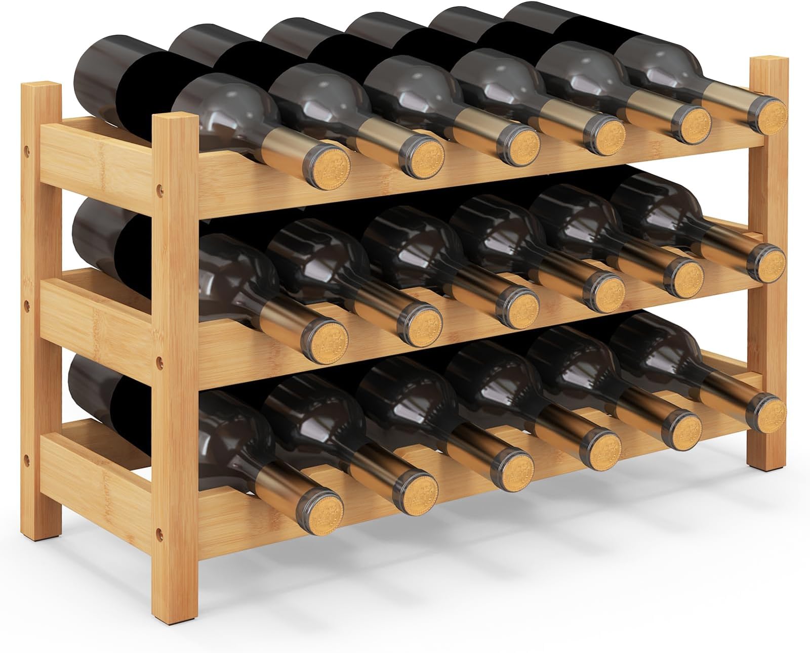 Amazon.com: Pearington 36 Bottle Stackable Modular Wine Rack, 4-Tier ...