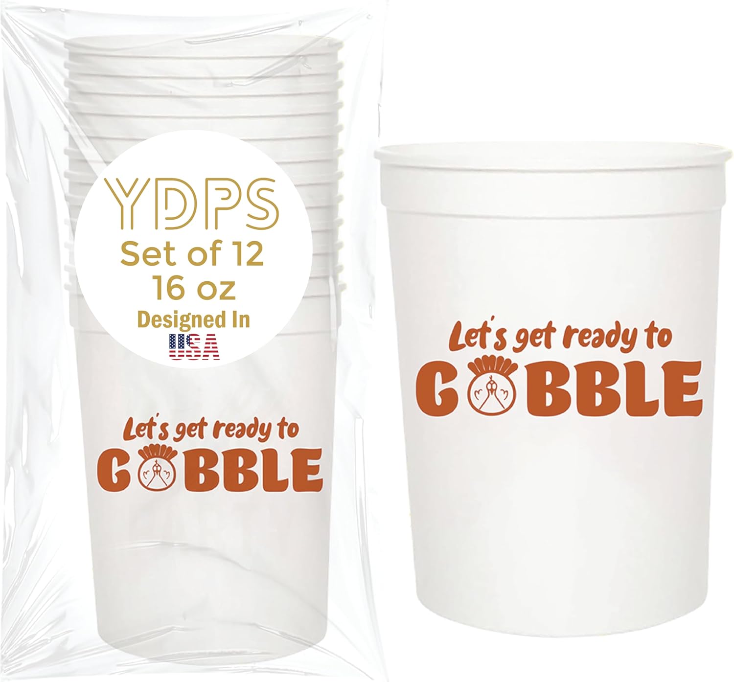 Amazon.com: Thanksgiving Cups, "Let's Get Ready To Gobble",12 Pcs ...