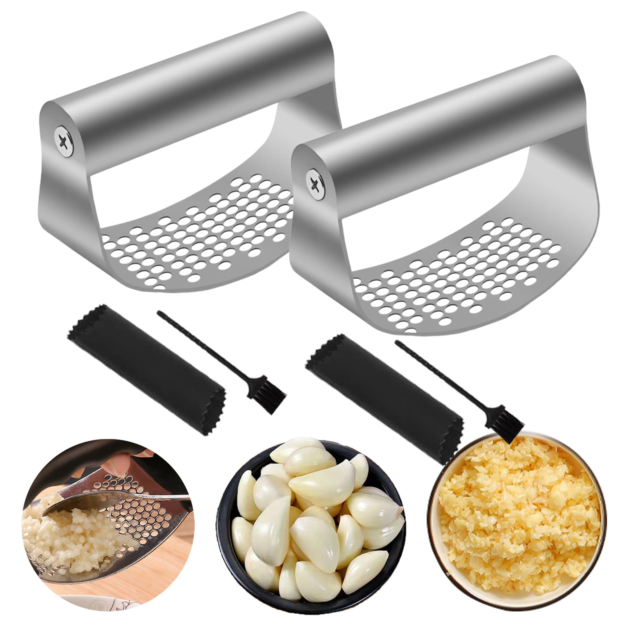 Amazon.com: Hendiy Garlic Press Rocker -2Pack, Garlic Crusher Stainless ...