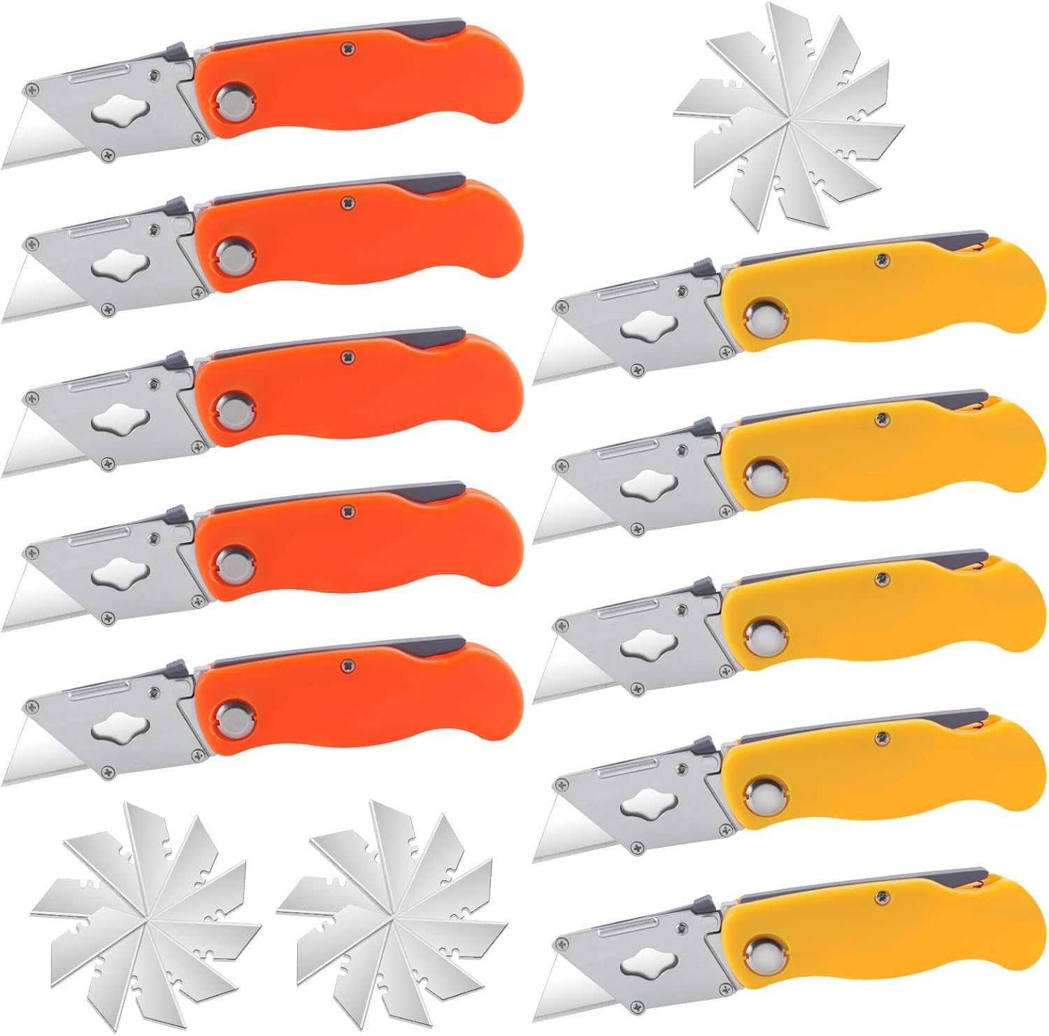 GOLD DEER 10 Pack Folding Utility Knife with Extra 30 Pcs Blades Heavy ...
