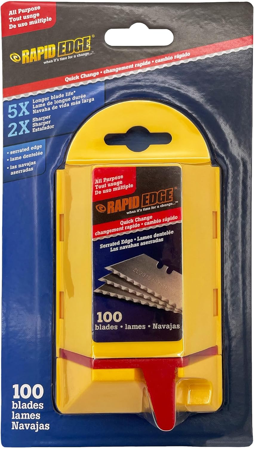 Rapid Edge 1-Pack All-Purpose Utility Knife Blades,Serrated Utility ...